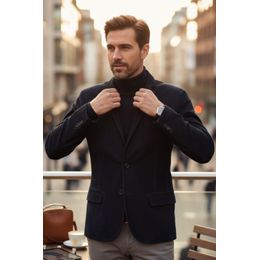 Herren Italienische Schwarze Wildlederblazerjacke &ndash; Hohl