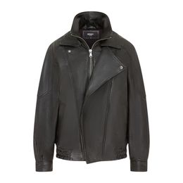 Herren Schwarze Lammleder-Biker-Blouson-Jacke &ndash; Big Bomber