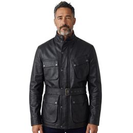 Herren schwarze Lammleder-Safari-Parka-Jacke &ndash; Dresden