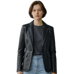 Schwarze italienische Lederblazerjacke f&uuml;r Frauen &ndash; Chongqing