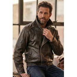 Herren Braune Kuhleder-Biker Blouson-Jacke &ndash; Bomber