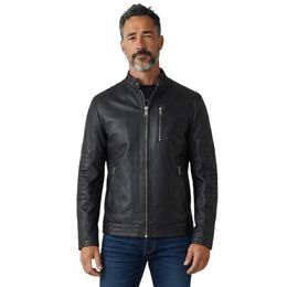Herren gesteppte schwarze Lammleder-Bikerjacke &ndash; Stavanger