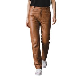 Damen Tan Lamb Leather 501 Biker Jeans &ndash; Sogndal