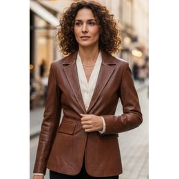 Damen beige italienische Lederblazerjacke &ndash; Eclipse