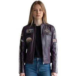 Damen-Biker-Rennabzeichen Lila Lederjacke &ndash; Incheon