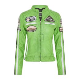 Damen-Biker-Rennabzeichen gr&uuml;ne Lederjacke &ndash; Eastleigh