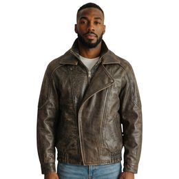 Herren Braune Kuhleder-Biker Blouson-Jacke &ndash; Bomber