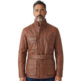 Herren Tan Lamm Leder-Safari-Parka-Jacke &ndash; Dresden