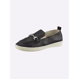 Heine Damen Slipper, Schwarz, Gr. 42, Mokassins & Slippers, Material: Rindsleder