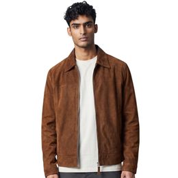 Herren braune Ziegen-Wildleder-Harrington-Bikerjacke &ndash; Bursa
