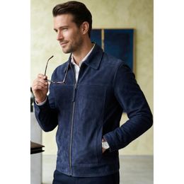 Herren Navy Goat Wildleder Harrington-Bikerjacke &ndash; Ridge