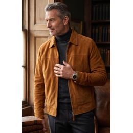 Herren Tan Goat Wildleder Harrington-Bikerjacke &ndash; Ridge