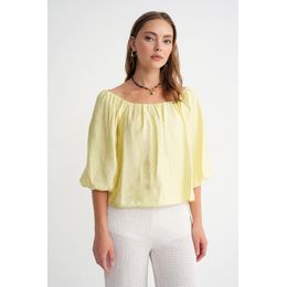 Modal-Blend-Bluse mit Madonna-Kragen und R&uuml;schendetails