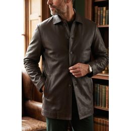 Herren braune Lederjacke mit langem Kragen &ndash; Wappen