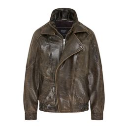 Damen braune Kuhleder-Biker Blouson Oversized Jacke &ndash; Big Bomber