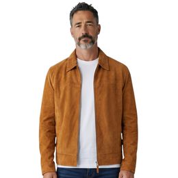 Herren Tan Goat Wildleder Harrington-Bikerjacke &ndash; Bursa