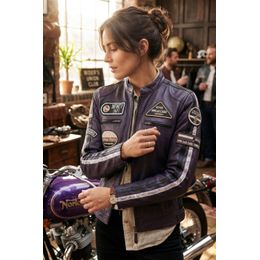 Damen-Biker-Rennabzeichen Lila Lederjacke &ndash; Ahorn