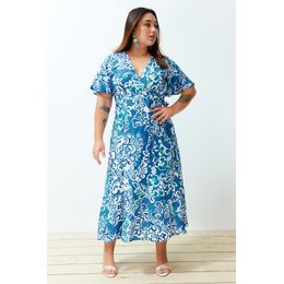 Curve Damen-Kleider mit Blumenmuster, lang/kurz, l&auml;ssig, bequem, in gro&szlig;en Gr&ouml;&szlig;en