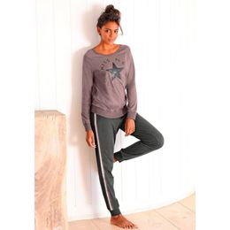 Buffalo Damen Pyjama, Lila, Gr. 48/50, Pyjamas, 100% Baumwolle