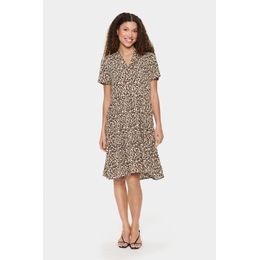 Saint Tropez Kleid Lockere Passform Creme Leopard Strokes animal