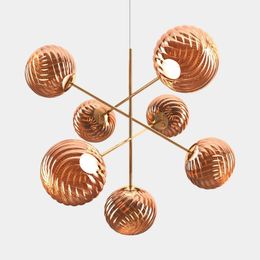 Tom Dixon Whirl Pendelleuchte, LED 7-flammig, LEDC02GOEU+WHS02CO#7,