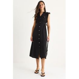 G&uuml;rtel-Detailliertes Midi-Kleid