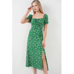 Midikleid mit Blumenmuster und Schleife