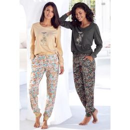 Damen Pyjama, Bunt, Gr. 44/46, Vivance Dreams by Lascana, Pyjamas, Material: Baumwolle