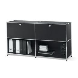 Tchibo - Metall-Sideboard mit 2 versetzbaren Klappf&auml;chern - 152x40x82,5cm - schwarz -