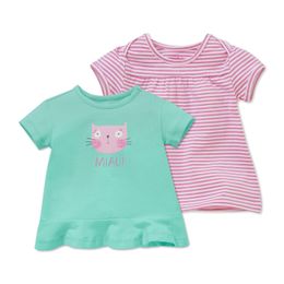 Tchibo - 2 T-Shirts - M&auml;dchen - Gr. 98/104 - wei&szlig;/gestreift