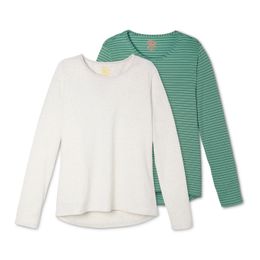 Tchibo - 2 Langarmshirts - M&auml;dchen - Gr. 122/128 - wei&szlig;/gestreift
