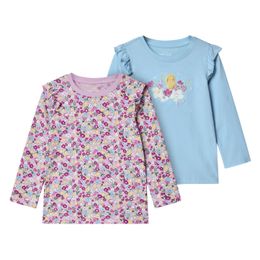 Tchibo - 2 Kinder-Langarmshirts mit Applikation - M&auml;dchen - Gr. 122/128 - blau