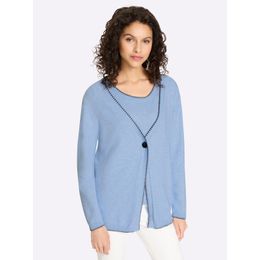 Heine Damen Twin-Set, Blau, Gr. 42, Strickjacken, Material: Viskose
