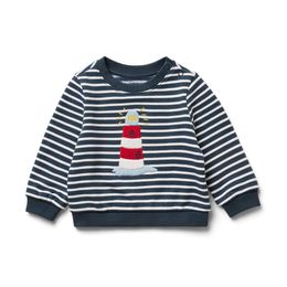 Tchibo - Baby-Sweatshirt mit angerauter Innenseite - Baby - Gr. 50/56 - wei&szlig;/gestreift