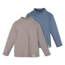 Tchibo - 2 Baumwoll-Langarmshirts mit Stehkragen - Baby - Gr. 50/56 - blau