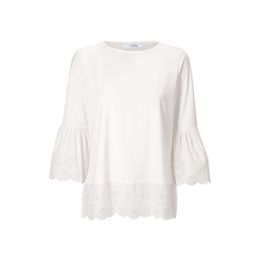 Tchibo - Shirt mit Volant&auml;rmeln und Lochstickerei - Damen - Gr. XL - wei&szlig;