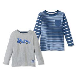 Tchibo - 2 Langarmshirts - Jungen - Gr. 98/104 - wei&szlig;/gestreift