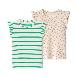 Tchibo - 2 T-Shirts - M&auml;dchen - Gr. 98/104 - wei&szlig;