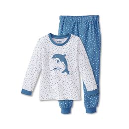 Tchibo - Pyjama - M&auml;dchen - Gr. 98/104 - wei&szlig;/gepunktet