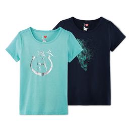 Tchibo - 2 T-Shirts - M&auml;dchen - Gr. 122/128 - silber