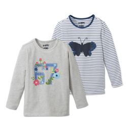 Tchibo - 2 Langarmshirts - M&auml;dchen - Gr. 122/128 - wei&szlig;/gestreift