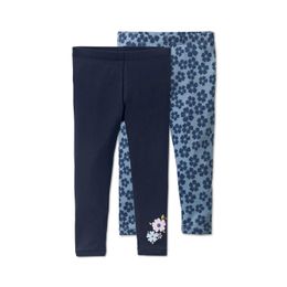 Tchibo - 2 Leggings - M&auml;dchen - Gr. 110/116 - dunkelblau/gebl&uuml;mt
