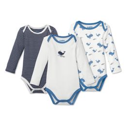 Tchibo - 3 Langarmbodys - Baby - Gr. 86/92 - wei&szlig;/gestreift