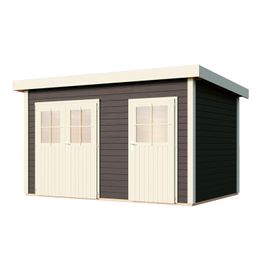 Karibu Gartenhaus mit 2 separaten R&auml;umen &raquo;Tansila 3&laquo; - 364x244x230cm - grau -