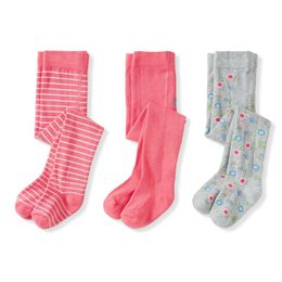 Tchibo - 3 Strumpfhosen - Baby - Gr. 74/80 - wei&szlig;/gebl&uuml;mt