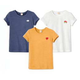 Tchibo - 3 T-Shirts - M&auml;dchen - Gr. 98/104 - wei&szlig;