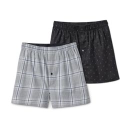 Tchibo - 2 Flanell-Boxershorts - Herren - Gr. S/4 - dunkelgrau/print