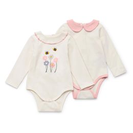 Tchibo - 2 Baby-Langarmbodies mit Kragen - Baby - Gr. 86/92 - hellrosa/print