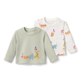 Tchibo - 2 Baby-Langarmshirts - Baby - Gr. 74/80 - mintgr&uuml;n/print