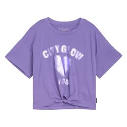 Tom Tailor Kinder-T-Shirt mit Print und Knotendetail - M&auml;dchen - Gr. 140 - lila